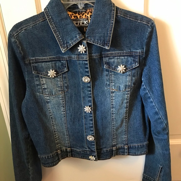 berek | Jackets & Coats | Berek Jean Jacket With Crystal Accents Size M ...